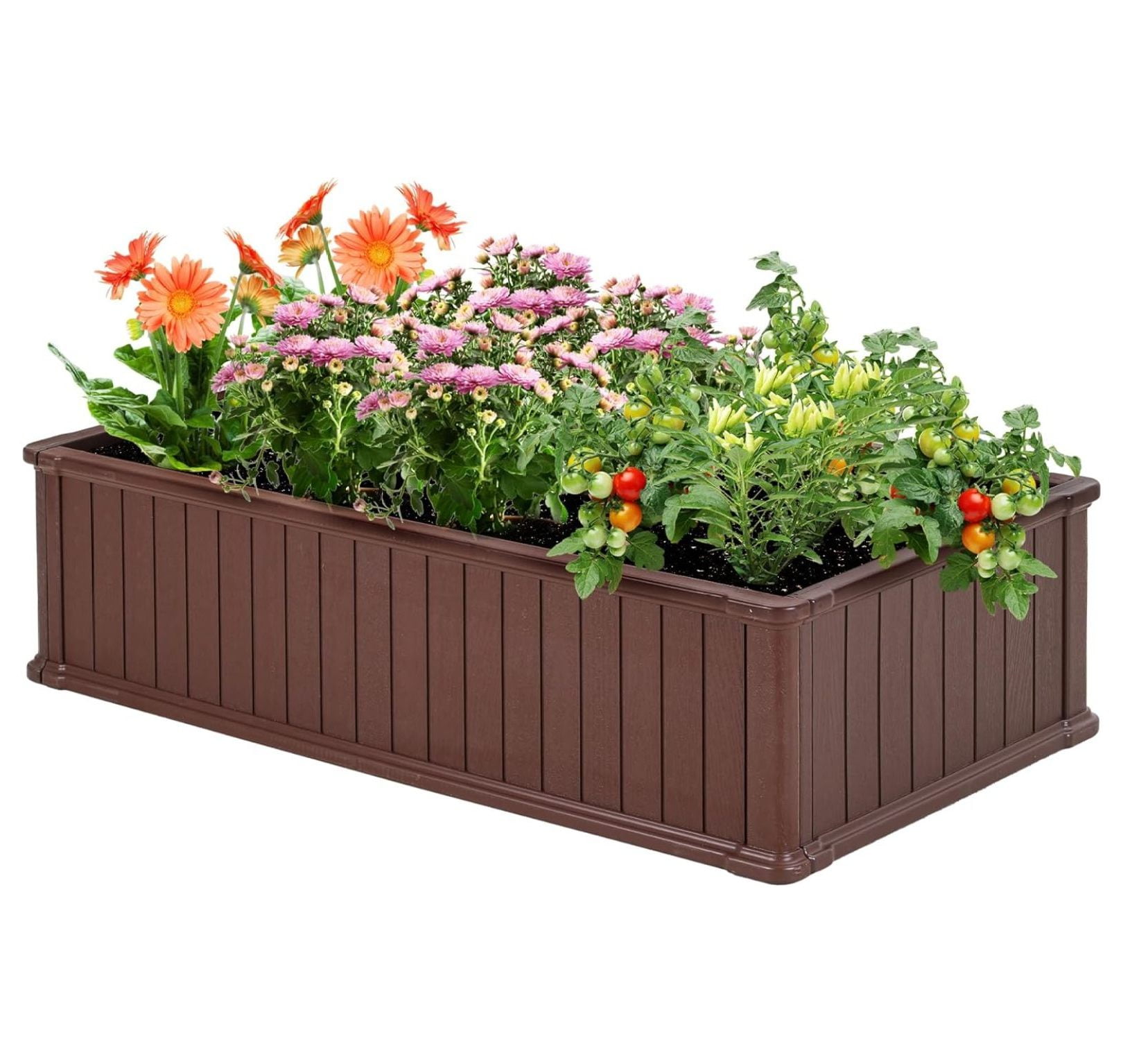 4'x2' Raised Garden Bed Outdoor, Extra Thick Plastic Planter Box for Outdoor Plants, Rectangular ...