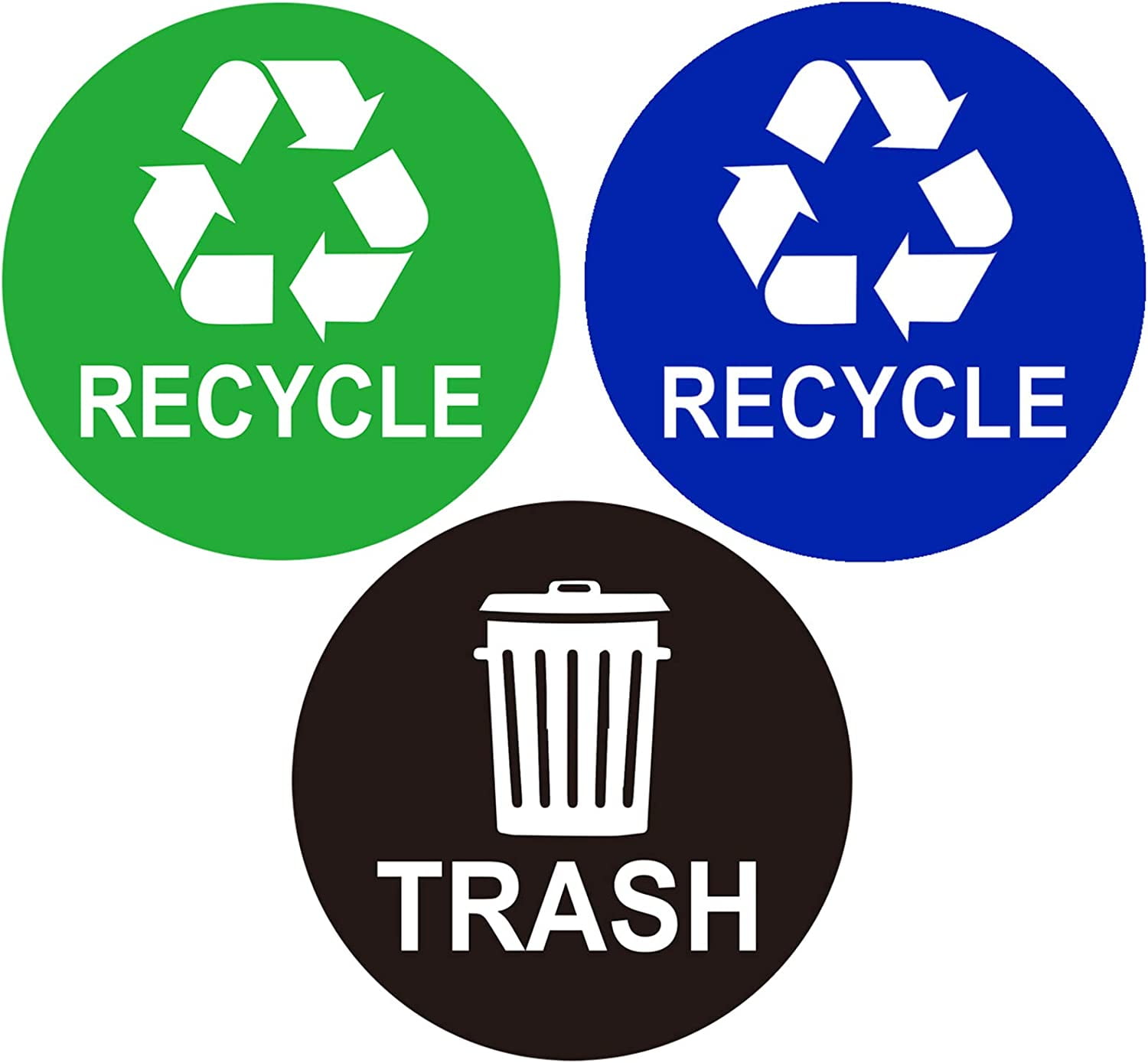 4"x4" Recycle Sticker Sign Trash Can Decal - 12 Recycling Trash Bin ...
