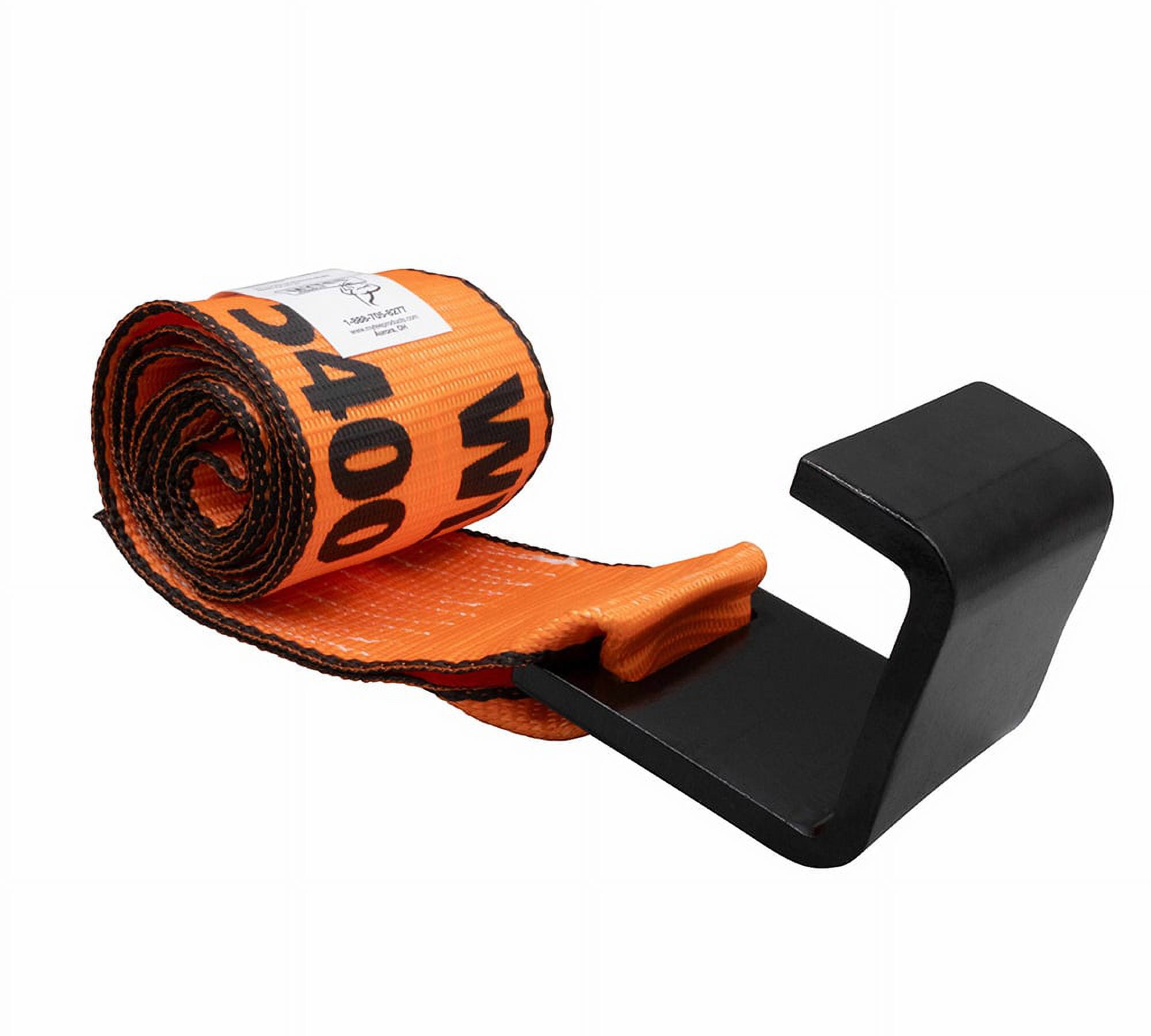 4" x5' Orange Roll Off Winch Strap for Container w/Large Flat Hook ...