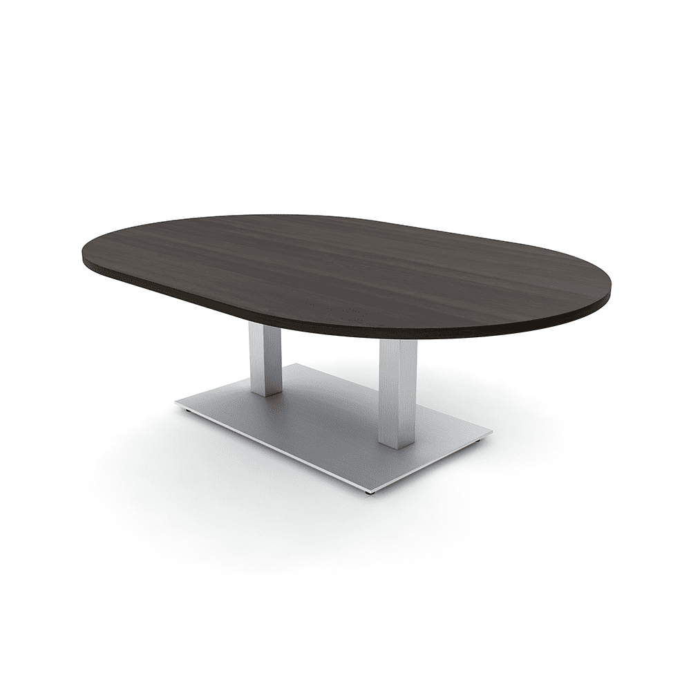 4'x5' Racetrack Shaped Office Coffee Table With Double Post Metal Base ...