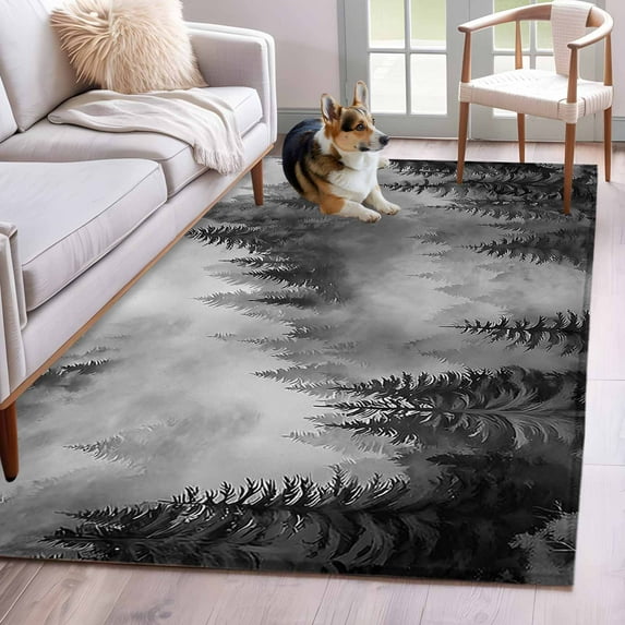 4'x6' Area Rugs, Black Grey Mountain Indoor Outdoor Area Rug for Living ...