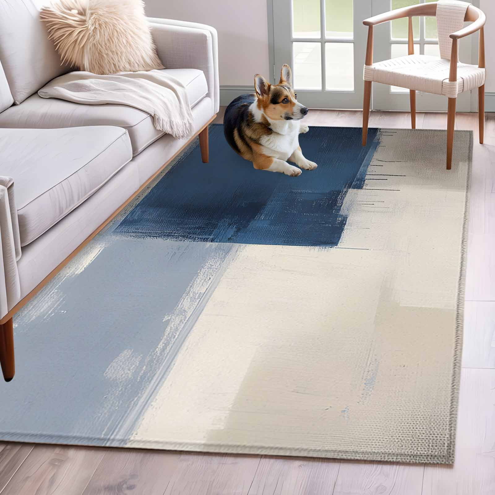4'x6' Area Rugs, Blue Brown Indoor Outdoor Area Rug for Living Room ...