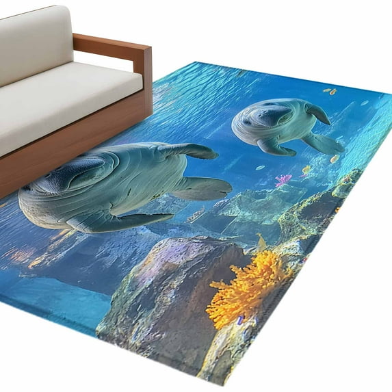 4'x6' Area Rugs Blue Seal Coastal Washable Area Rugs Non-Slip Indoor ...