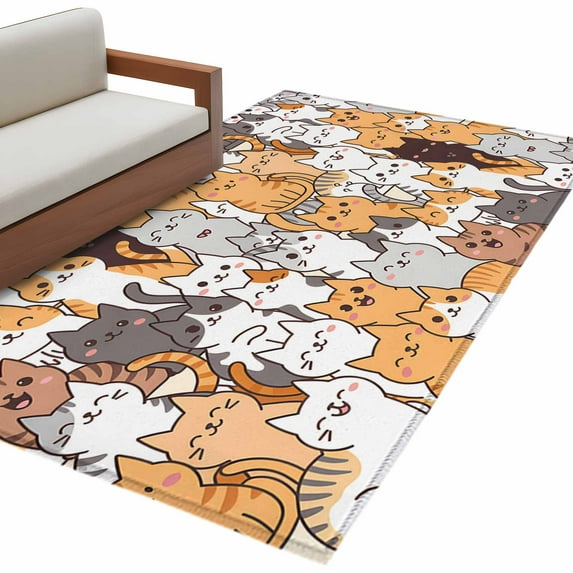 4'x6' Area Rugs Cartoon Cat Washable Area Rugs Non-Slip Indoor Floor ...