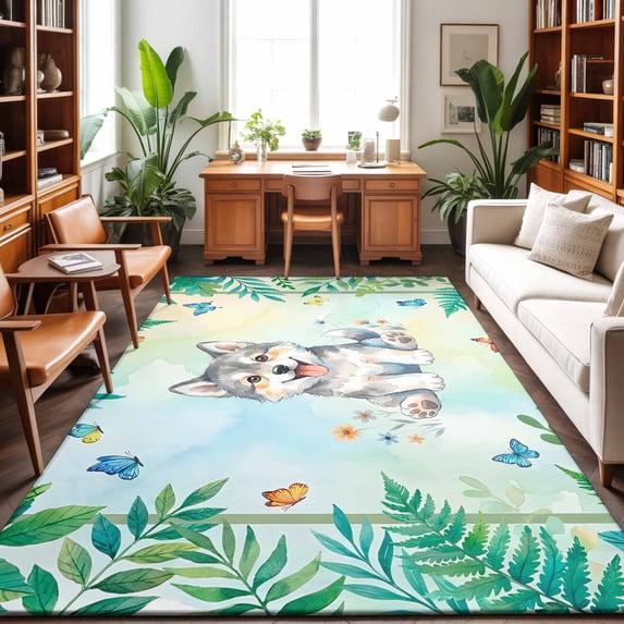 4'x6' Area Rugs, Cartoon Wolf Indoor Outdoor Area Rug for Living Room ...