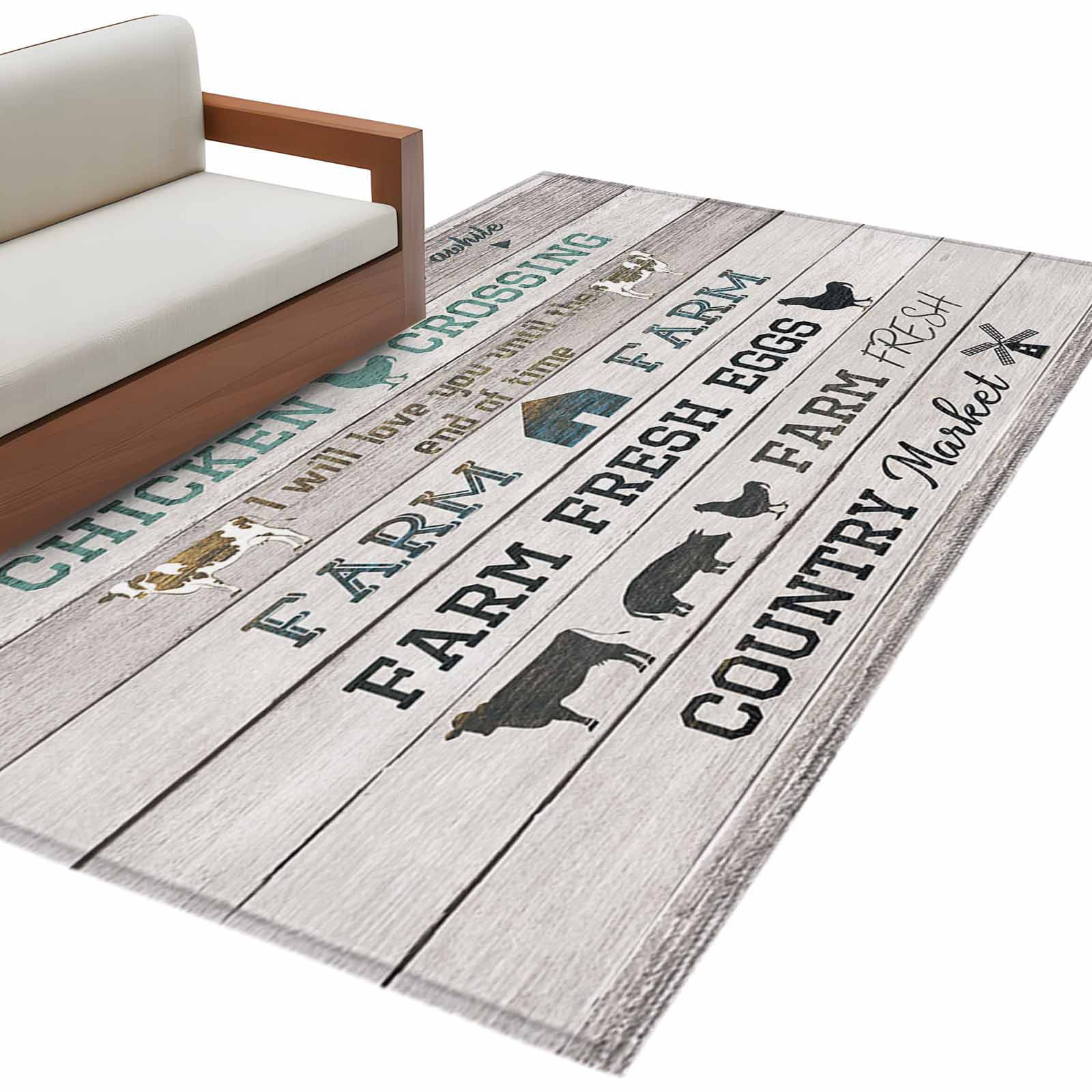 4'x6' Area Rugs Farmhouse Animals Washable Area Rugs Non-Slip Indoor ...