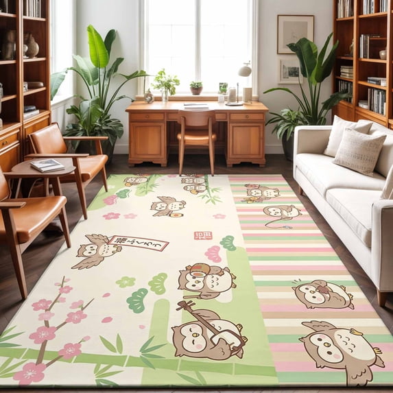 4'x6' Area Rugs, Funny Owls Indoor Outdoor Area Rug for Living Room ...