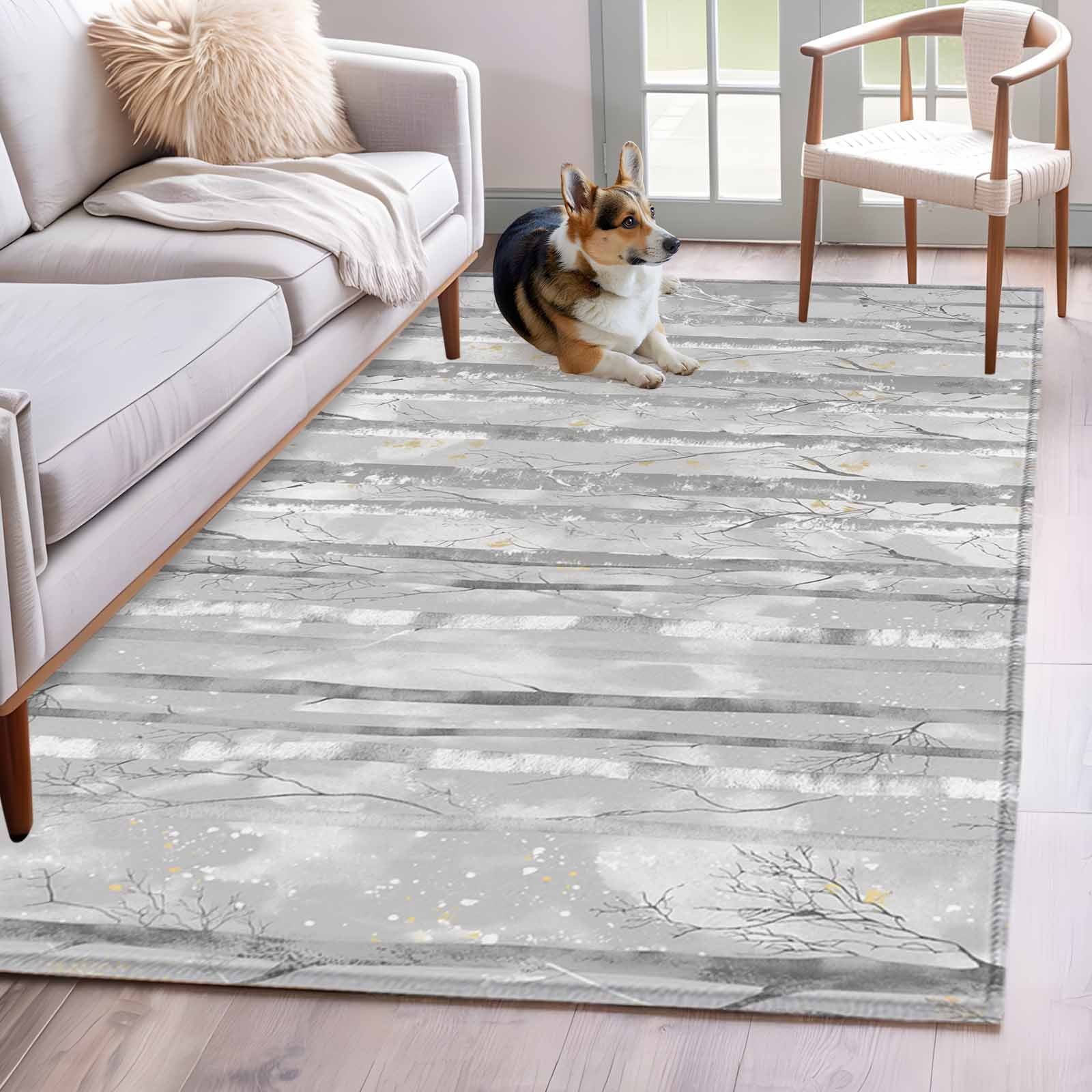 4'x6' Area Rugs, Grey Forest Indoor Outdoor Area Rug for Living Room ...