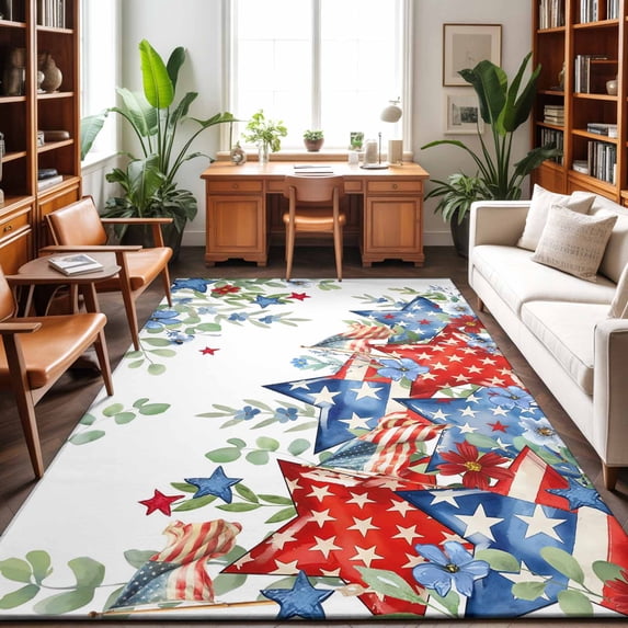 4'x6' Area Rugs, Navy Blue 4th of July Indoor Outdoor Area Rug for ...