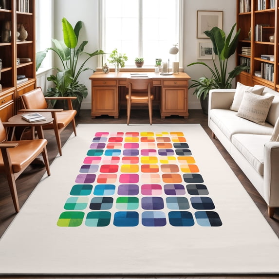4'x6' Area Rugs, Rainbow Color Indoor Outdoor Area Rug for Living Room ...