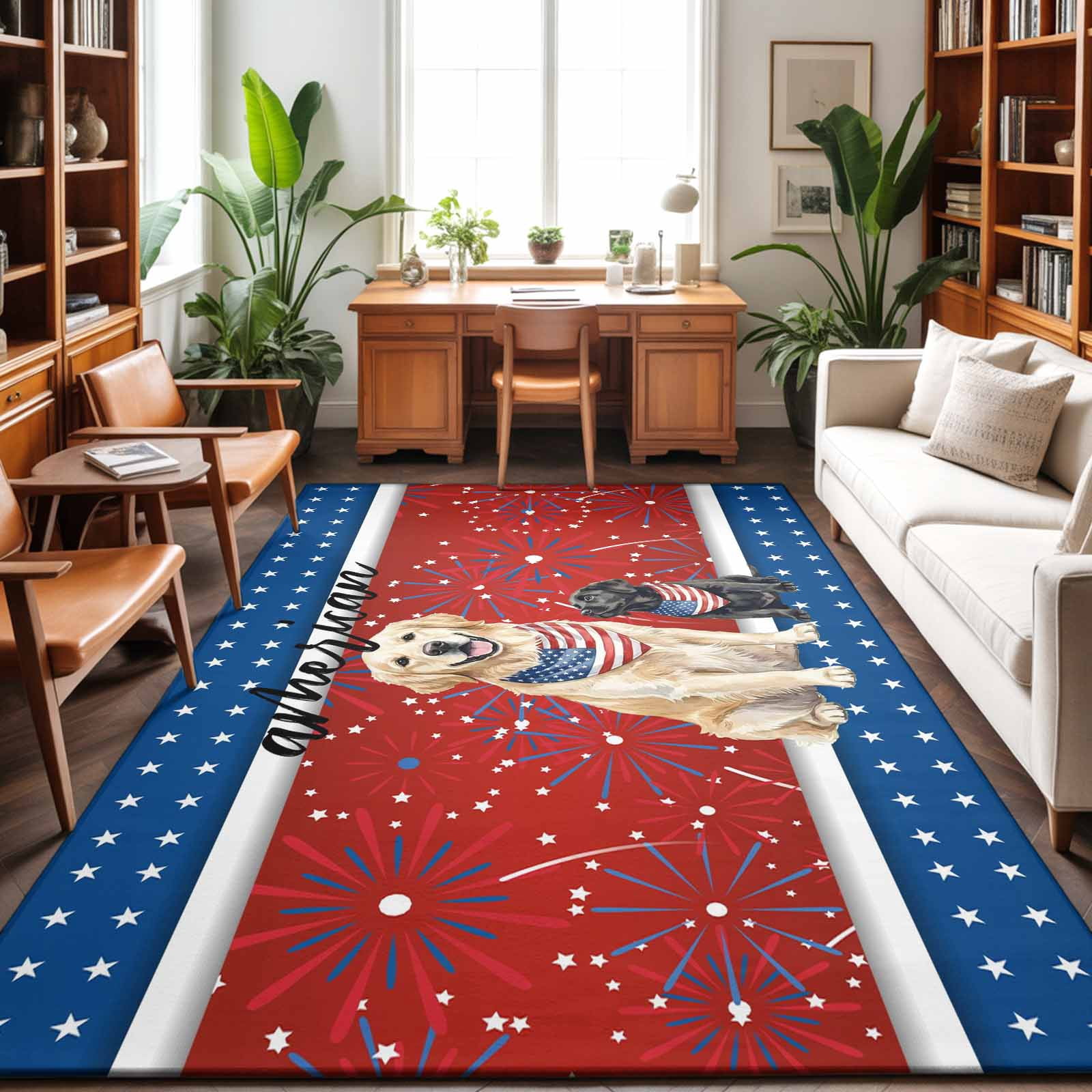 4'x6' Area Rugs, Red Blue Lines Indoor Outdoor Area Rug for Living Room ...
