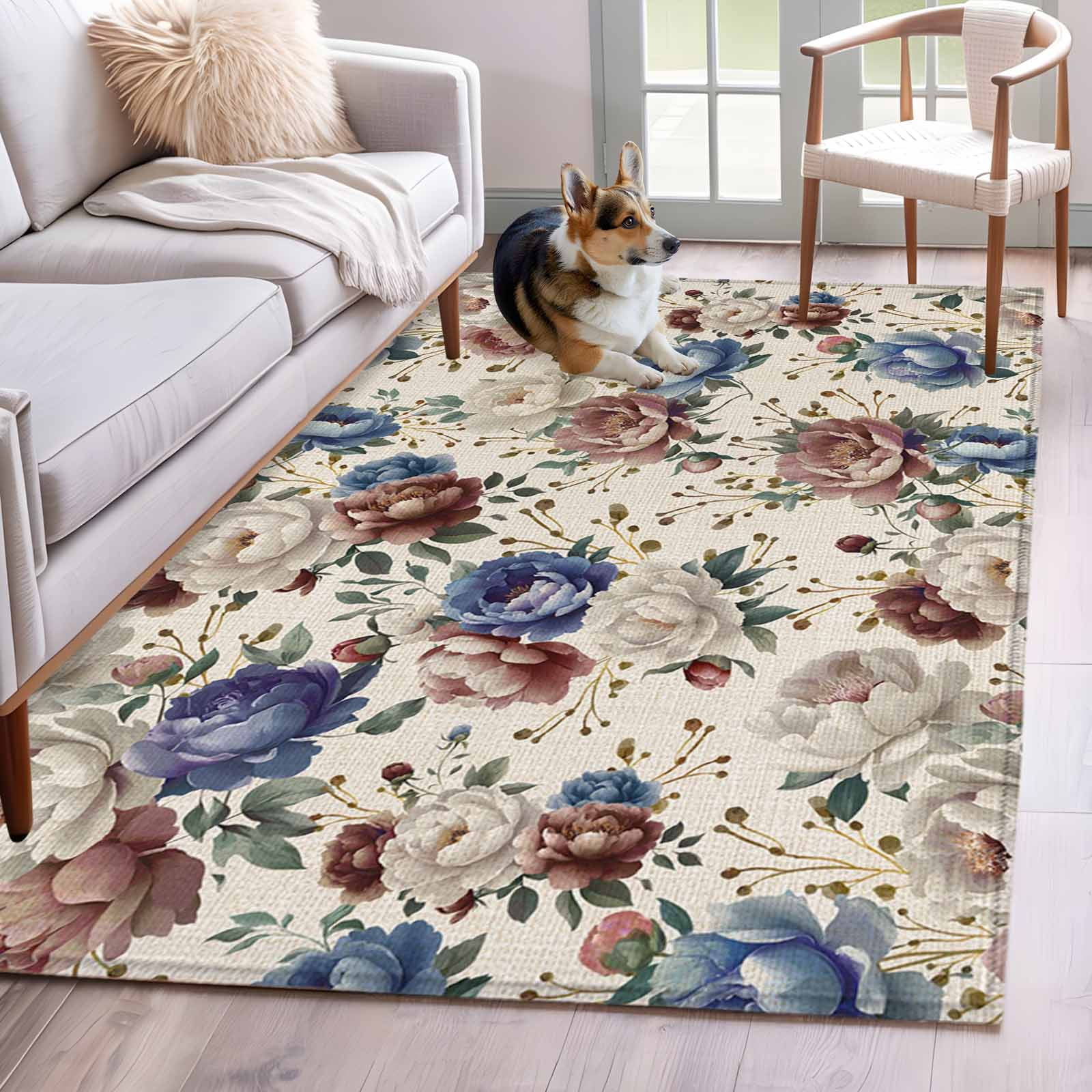 4'x6' Area Rugs, Spring Flowers Indoor Outdoor Area Rug for Living Room ...