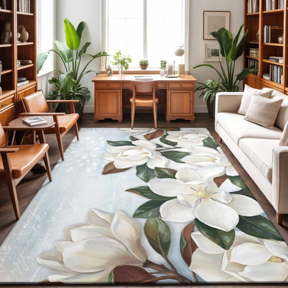 4'x6' Area Rugs, Spring Magnolia Flower Indoor Outdoor Area Rug for ...