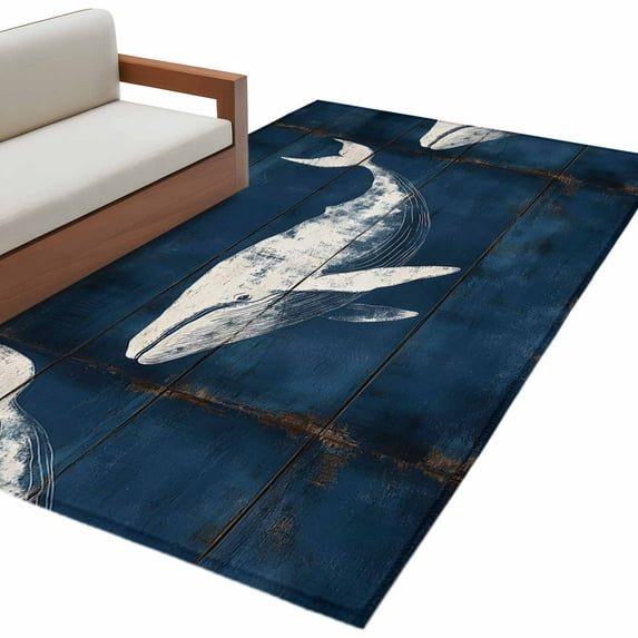 4'x6' Area Rugs Summer Whale Washable Area Rugs Non-Slip Indoor Floor ...