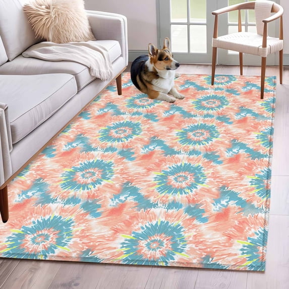 4'x6' Area Rugs, Teal Orange Indoor Outdoor Area Rug for Living Room ...
