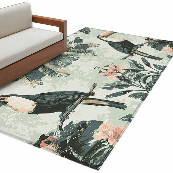 4'x6' Area Rugs Tropical Parrot Washable Area Rugs Non-Slip Indoor ...