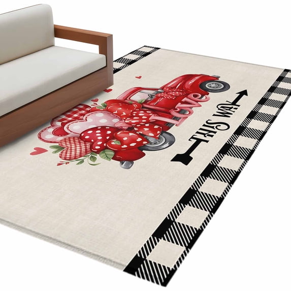 4'x6' Area Rugs Valentine's Day Washable Area Rugs Non-Slip Indoor ...