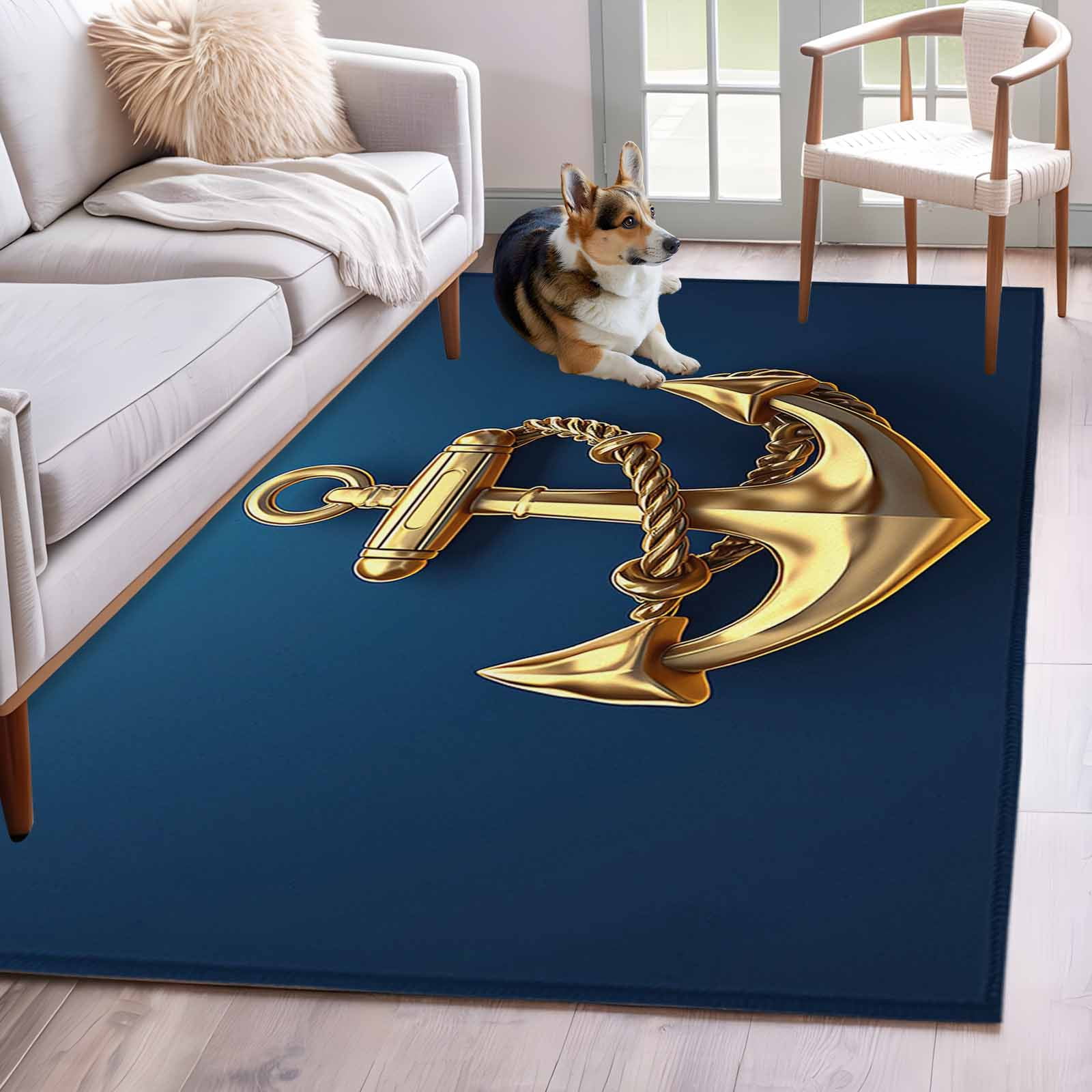 4'x6' Area Rugs, Yellow Anchor Indoor Outdoor Area Rug for Living Room ...