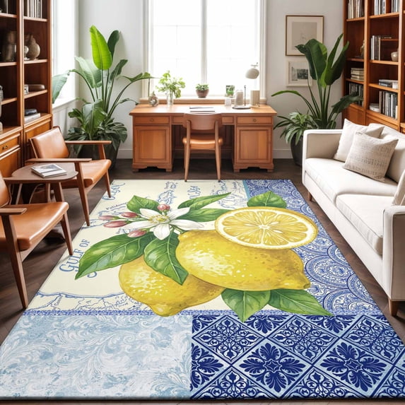 4'x6' Area Rugs, Yellow Lemons Indoor Outdoor Area Rug for Living Room ...