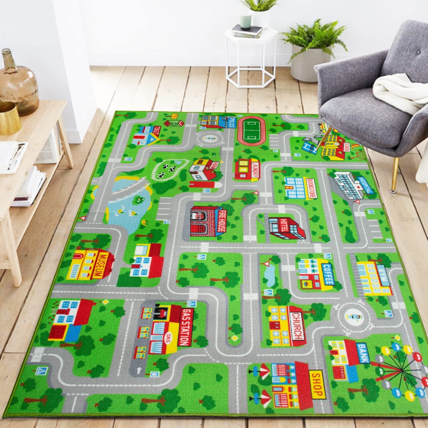 4'x6' Kids Carpet Playmat Car Play Rug City Life Traffic Road Kids Rug ...