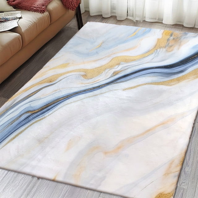 4'x6' Marble Texture Rugs Modern Abstract Large White Rug for Big ...