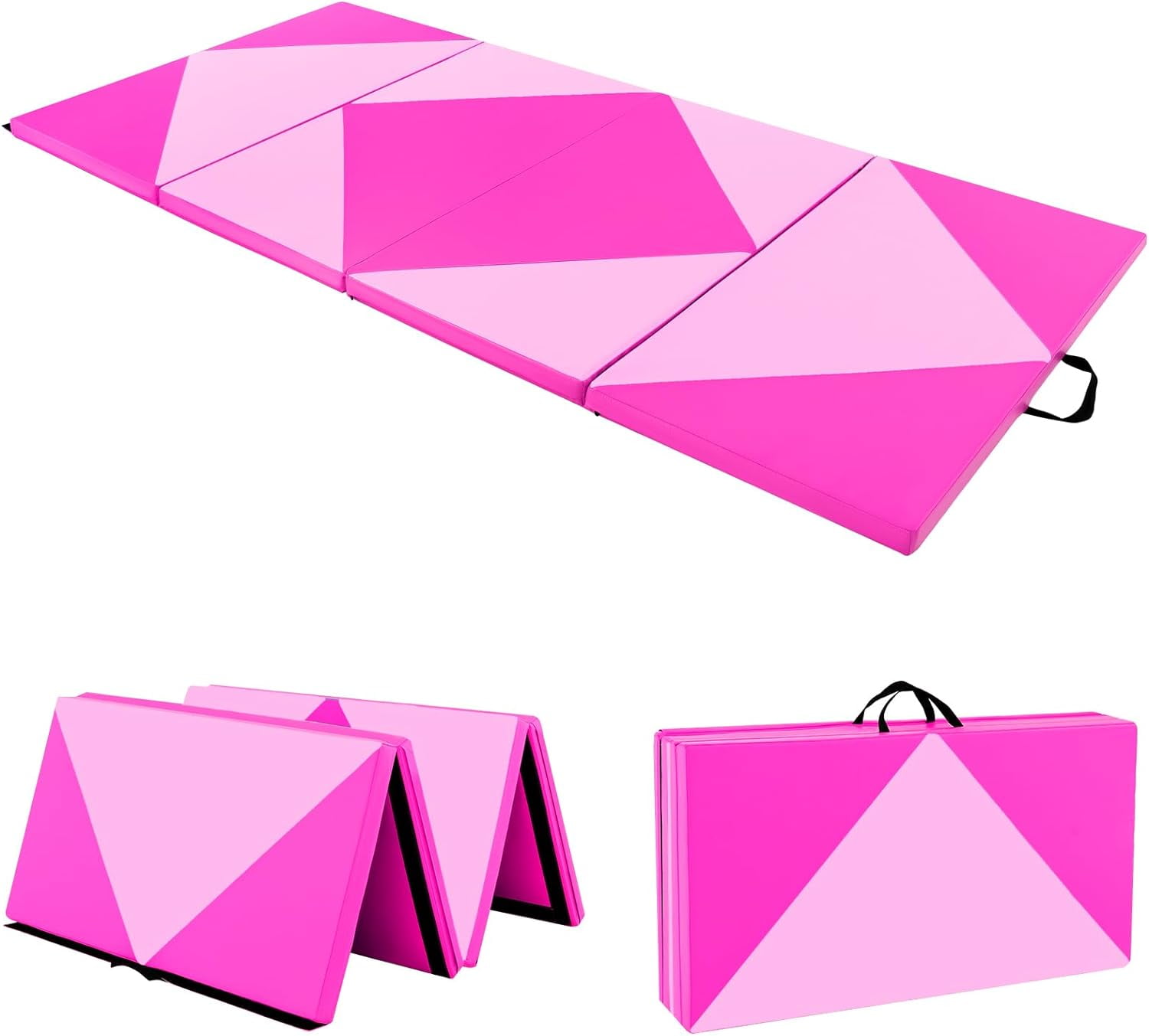 4'x8' Gymnastics Mat, 2" Thick Folding Tumbling Mat with Carrying ...