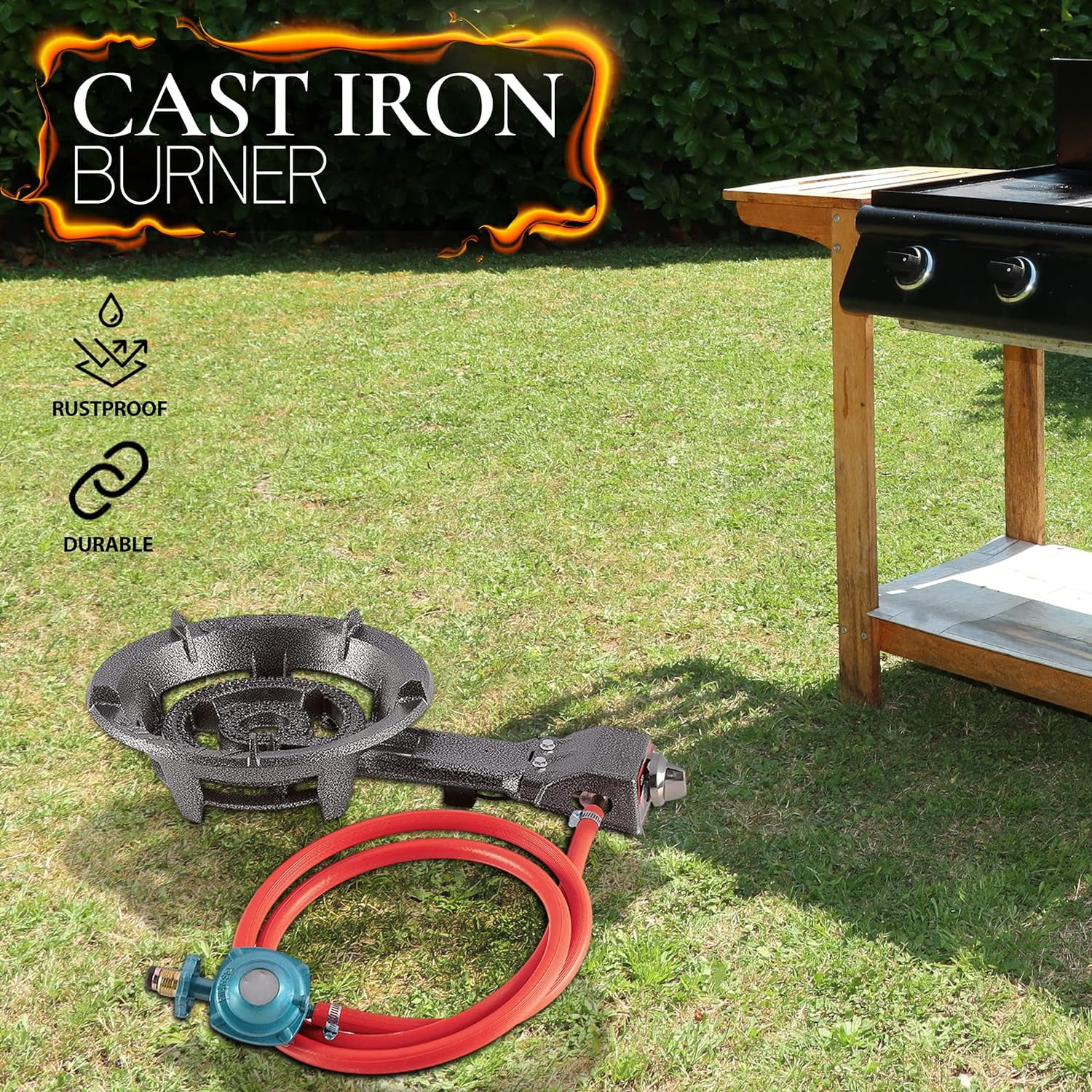 40,000 BTU Gas Stove Burner 13 Inch with Cast Iron legs | High-Pressure ...