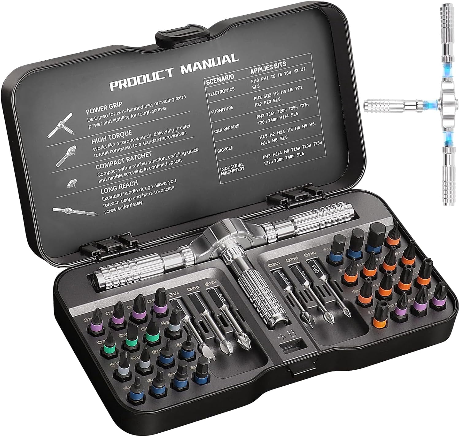 40 in 1 Magnetic Ratchet Screwdriver Set S2 Steel Multi Bit Repair Tool ...