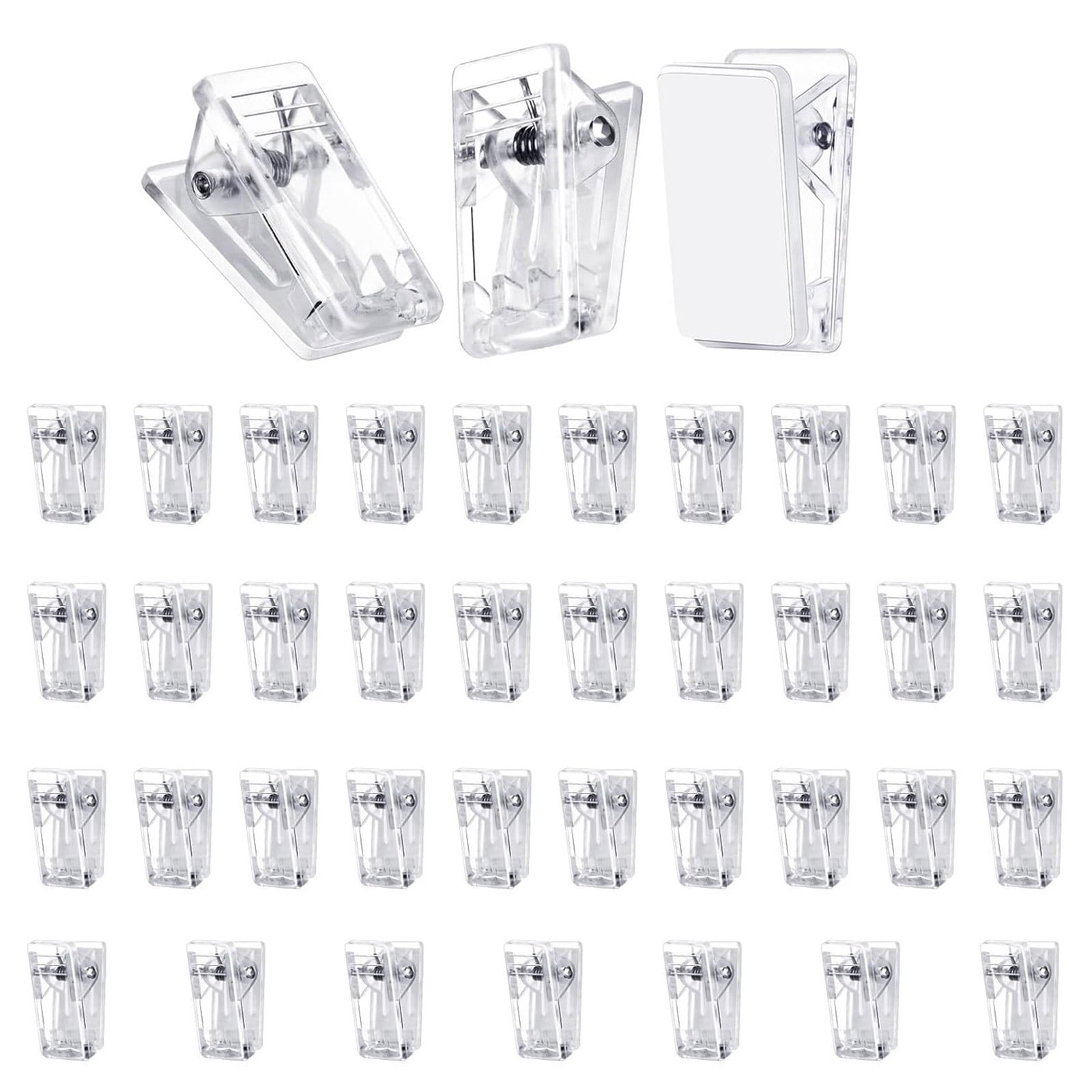 40/100Pieces Clear Plastic Clips Clamps Sticky Clips for Quick and Neat ...