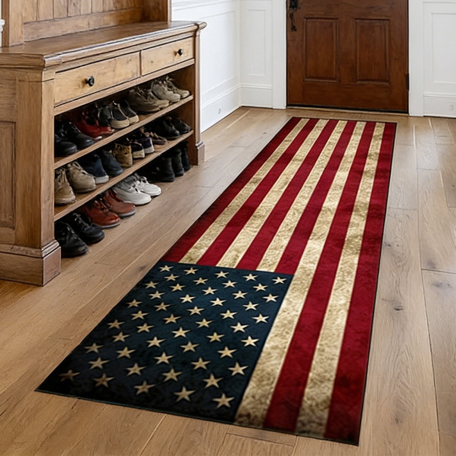 40×120cm Vintage Patriotic Welcome Front Door Mat Rubber Backing Anti ...