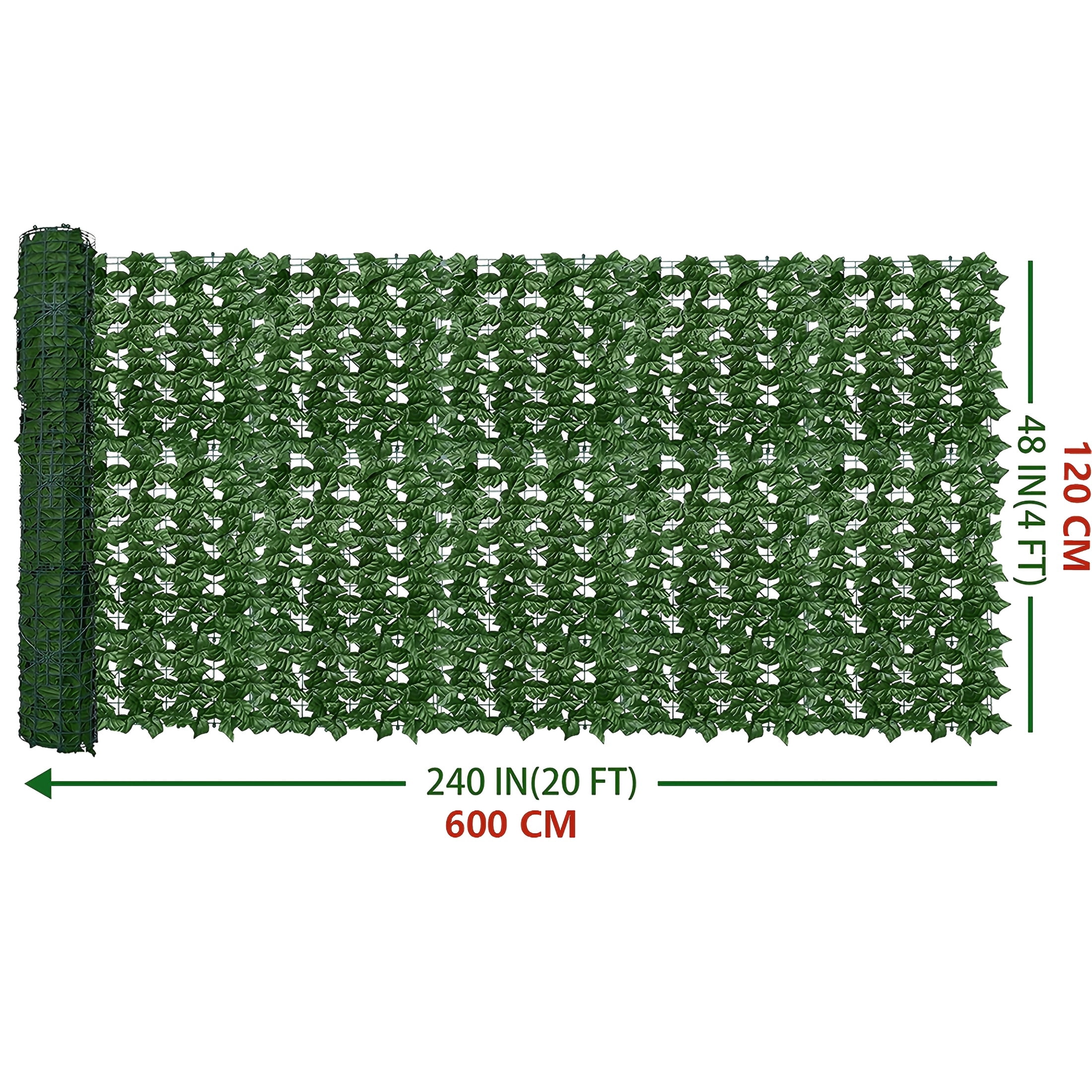 40×160 Inch UV Resistant Artificial Ivy Leaf Fence Screen Fake Green ...