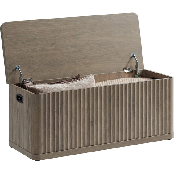 40.2" Wide Lift-Top Wooden Storage Chest with Safety Hinges, Multi ...