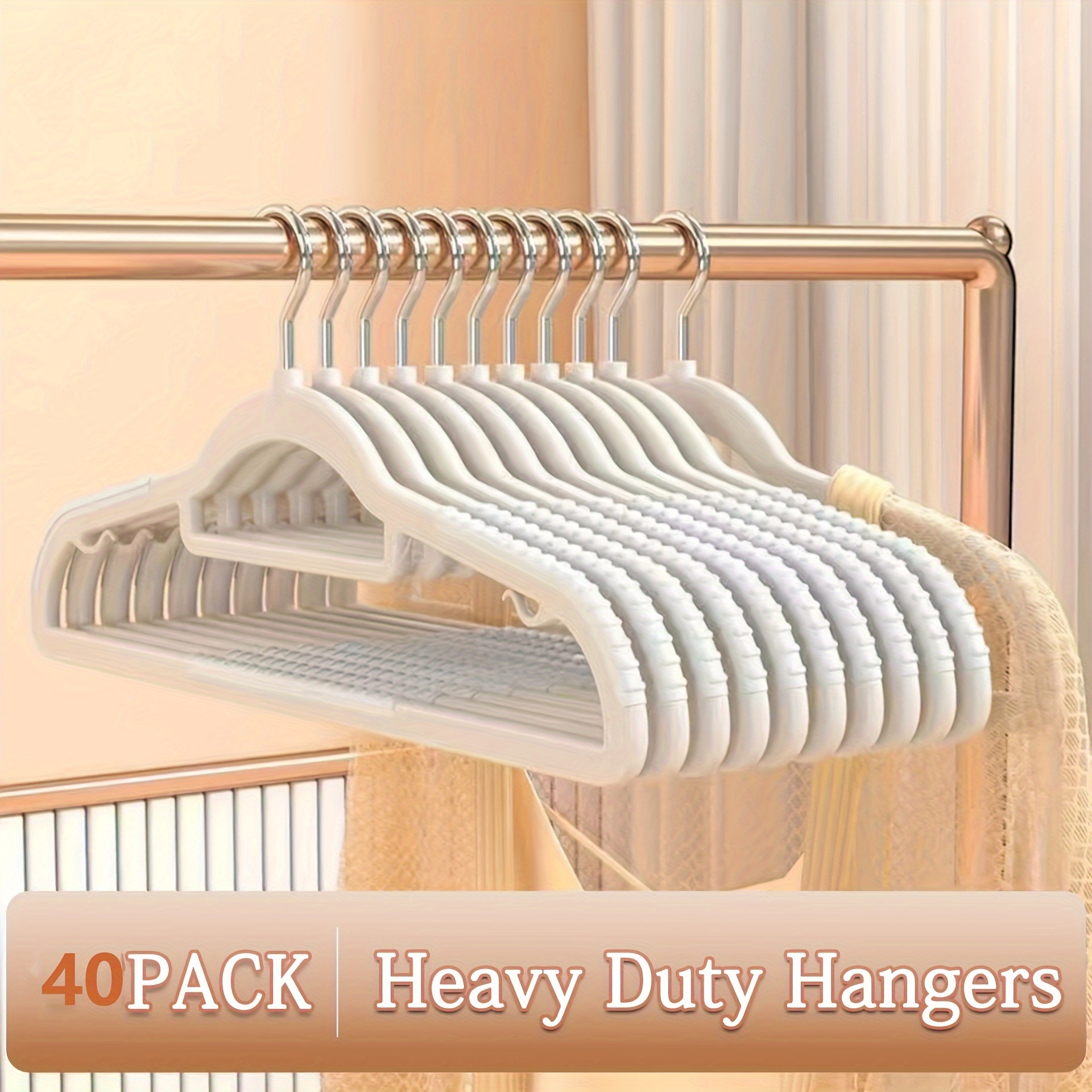 40/20 Pack Non-Slip Plastic Clothes Hangers with Rubber Grip—Heavy Duty ...