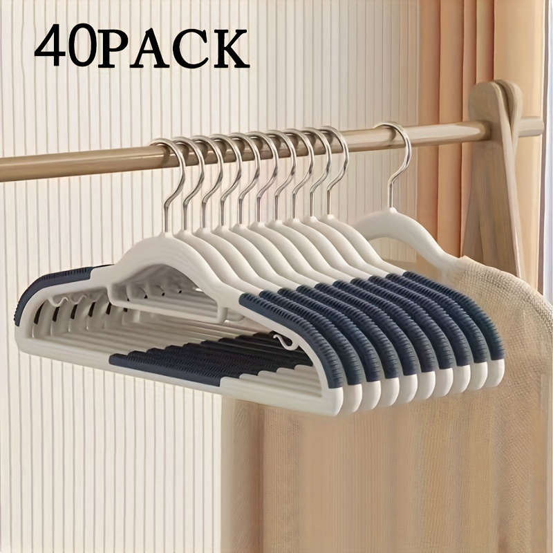 40/20 Pack Non-Slip Plastic Clothes Hangers with Rubber Grip—Heavy Duty ...