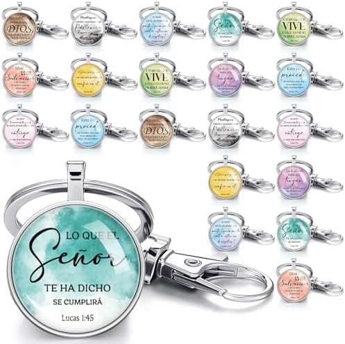 40/20 Pcs Spanish Christian Keychains Bible Verse Inspirational ...