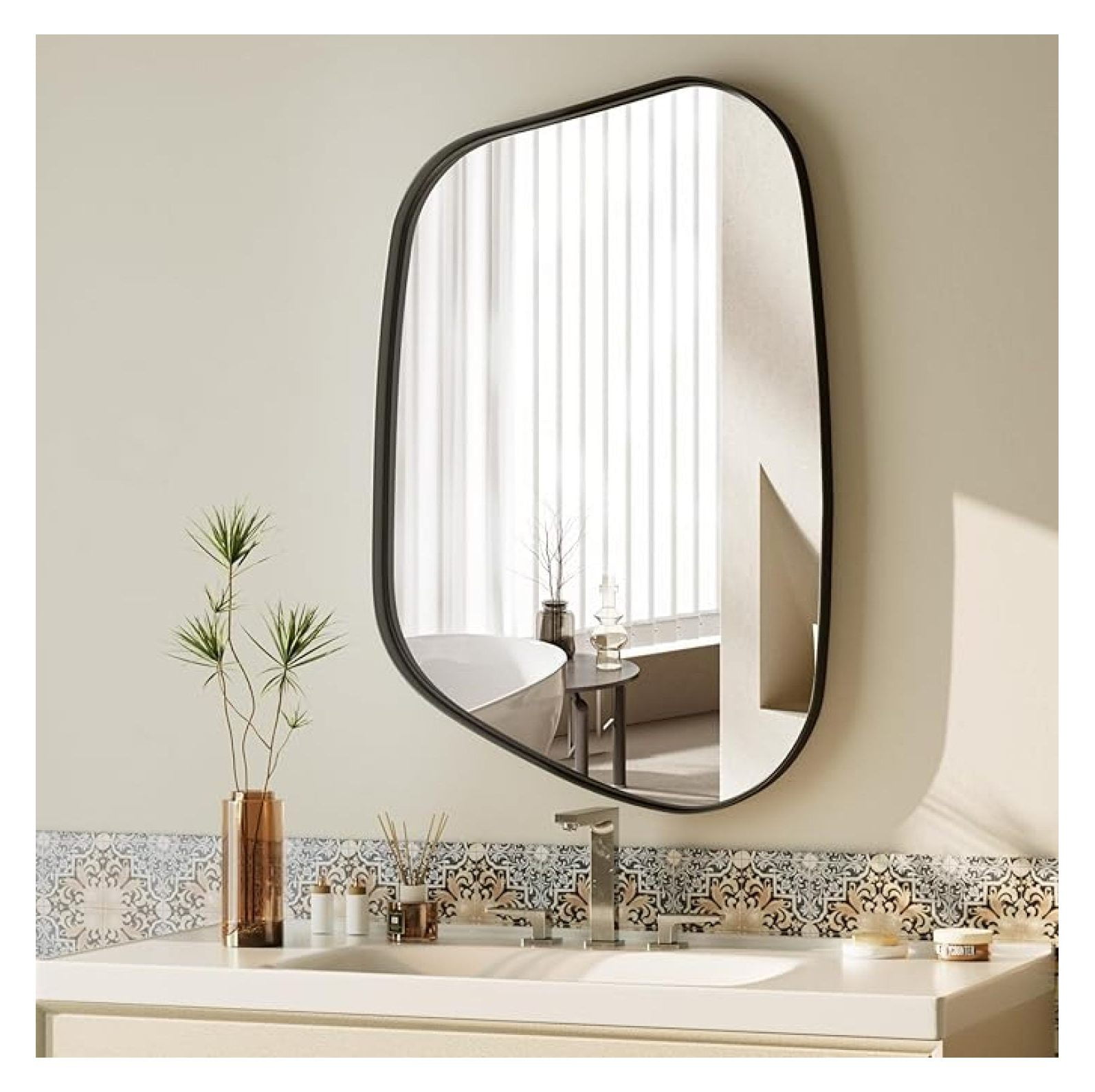 40×26 inch Irregular Metal Deep-Framed Wall Mounted Mirror for Wall ...