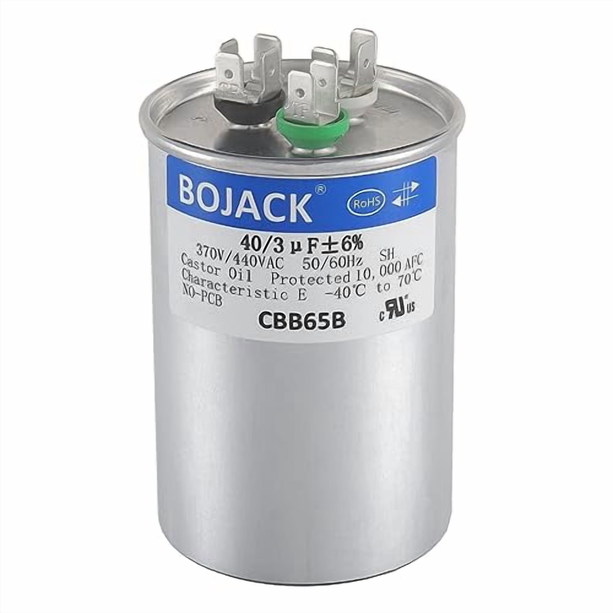 40+3 uF ±6% 40/3 MFD 370/440 VAC CBB65B Dual Run Start Round Capacitor ...