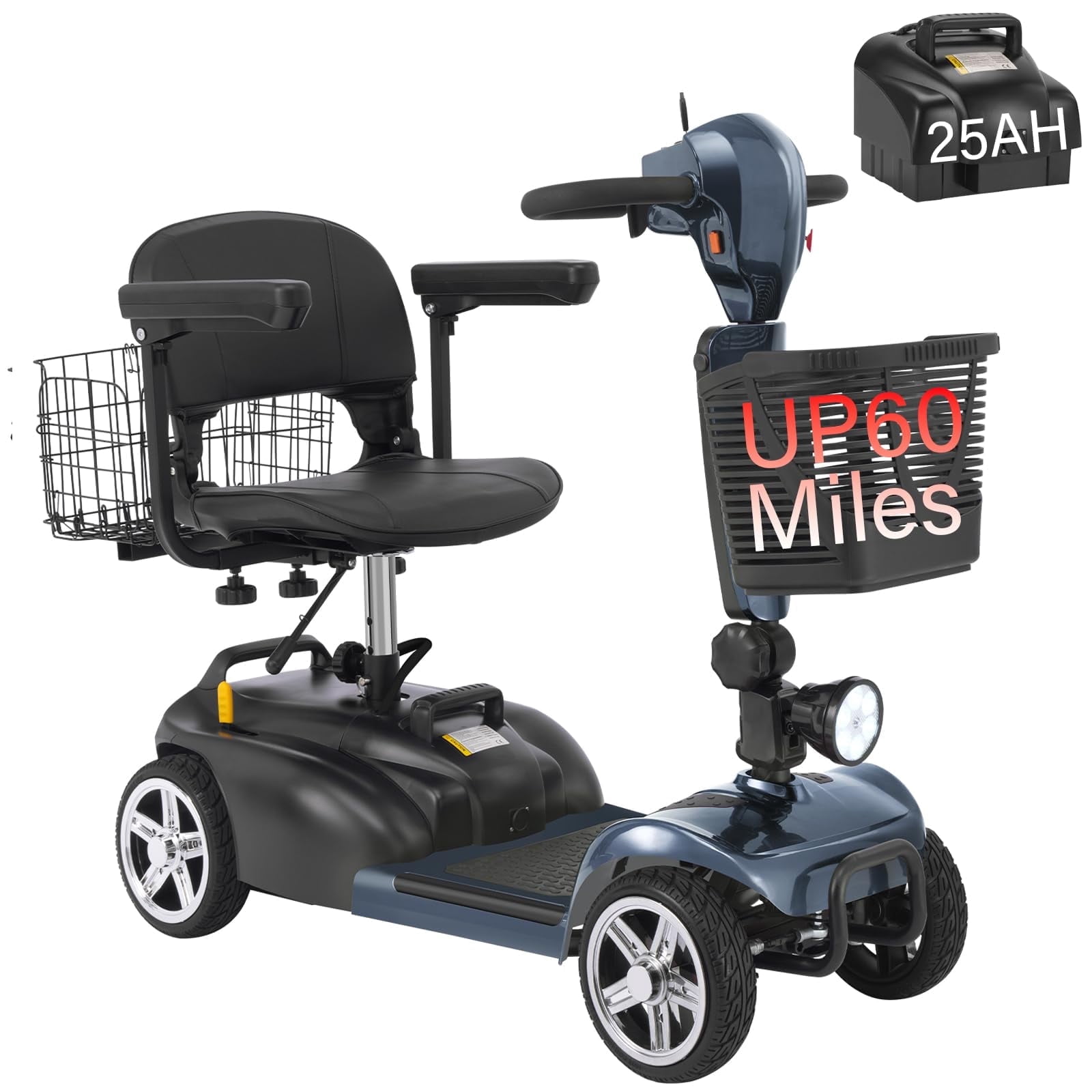40/30/15 Miles Ecomobi MS02 4 Wheels Mobility Scooter for Adults ...
