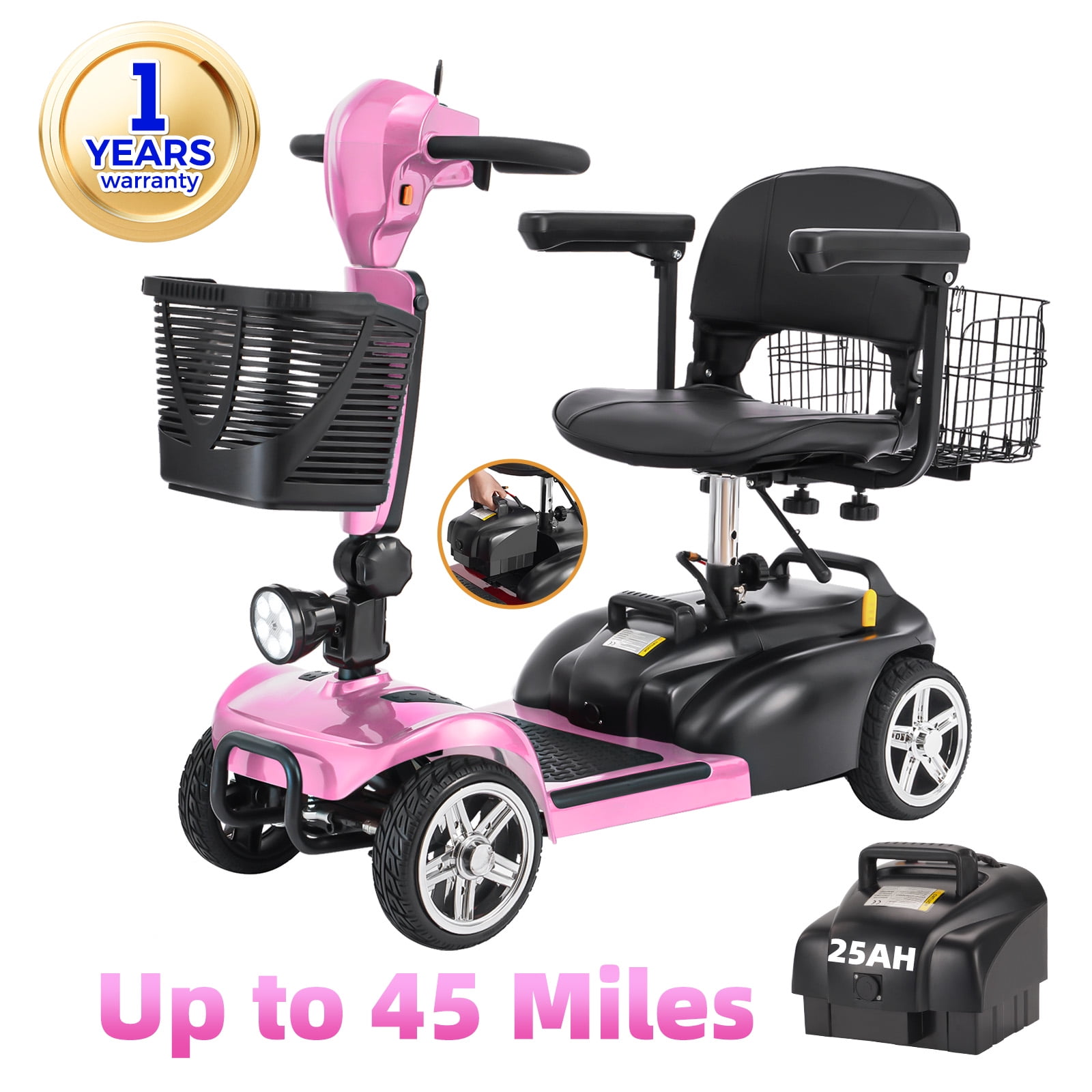 MS07 45 Miles Ecomobi 4 Wheels Mobility Scooter for Adults&Seniors ...