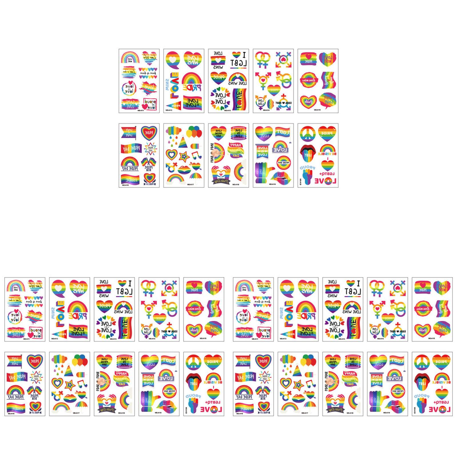 40/30/20/10pcs Pride Rainbow Tattoo Sticker Temporary Tattoo Waterproof ...