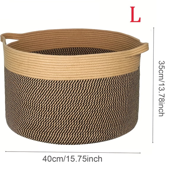 40×35cm Woven Rope Storage Basket with Handle, Durable Weave, Multi ...