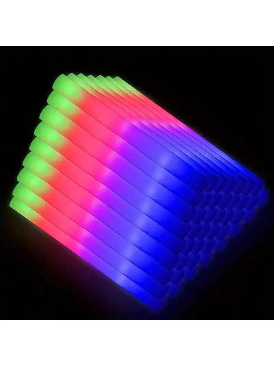 40/42-Piece LED Foam Light Stick Set - 5 LEDs & 3 Flicker Modes, Glow ...