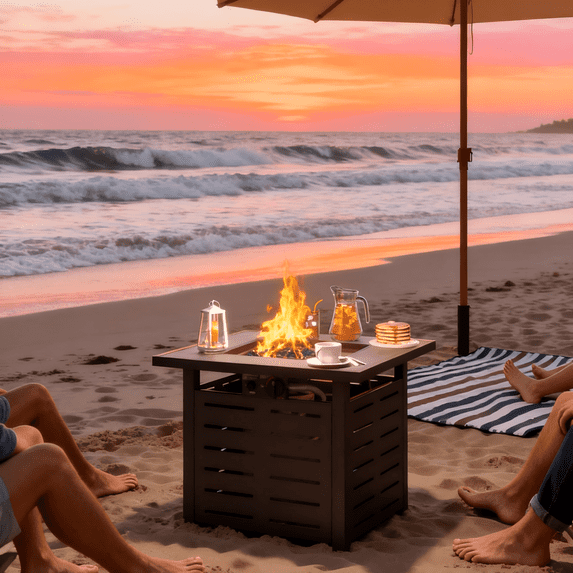 40/44" 50,000 BTU Rectangular Steel Propane Fire Pit Table with Lid ...