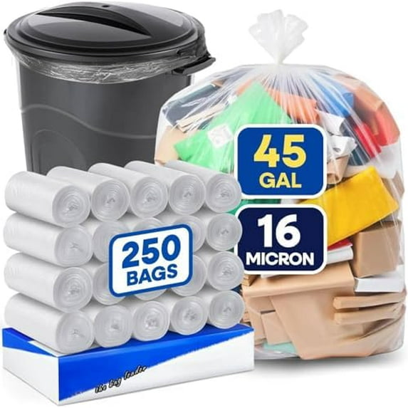 40-45 Gallon Clear Trash Bags, W x 40 in, L x 48 in, High-Density Can ...