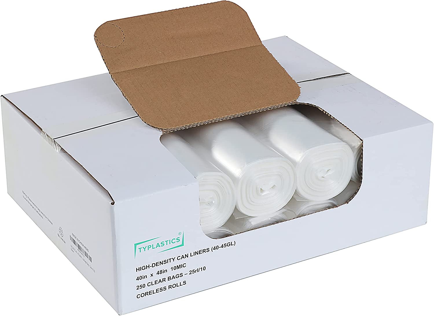 40-45 Gallon Clear Trash Can Liners - 40" x 48" – High Density Garbage ...