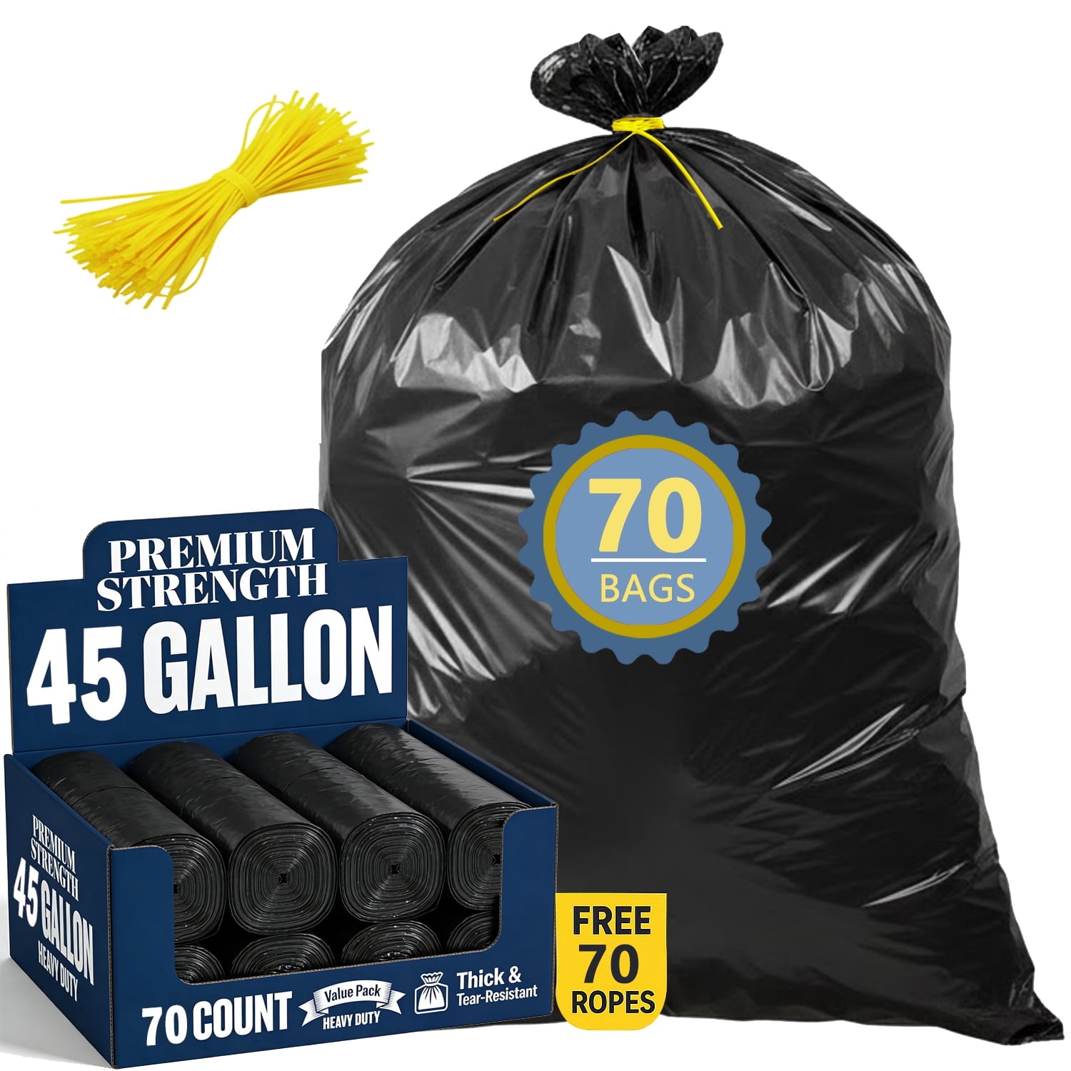 40-45 Gallon Trash Bags Size (60 Count), 2 Mil Contractors Garbage Bags ...
