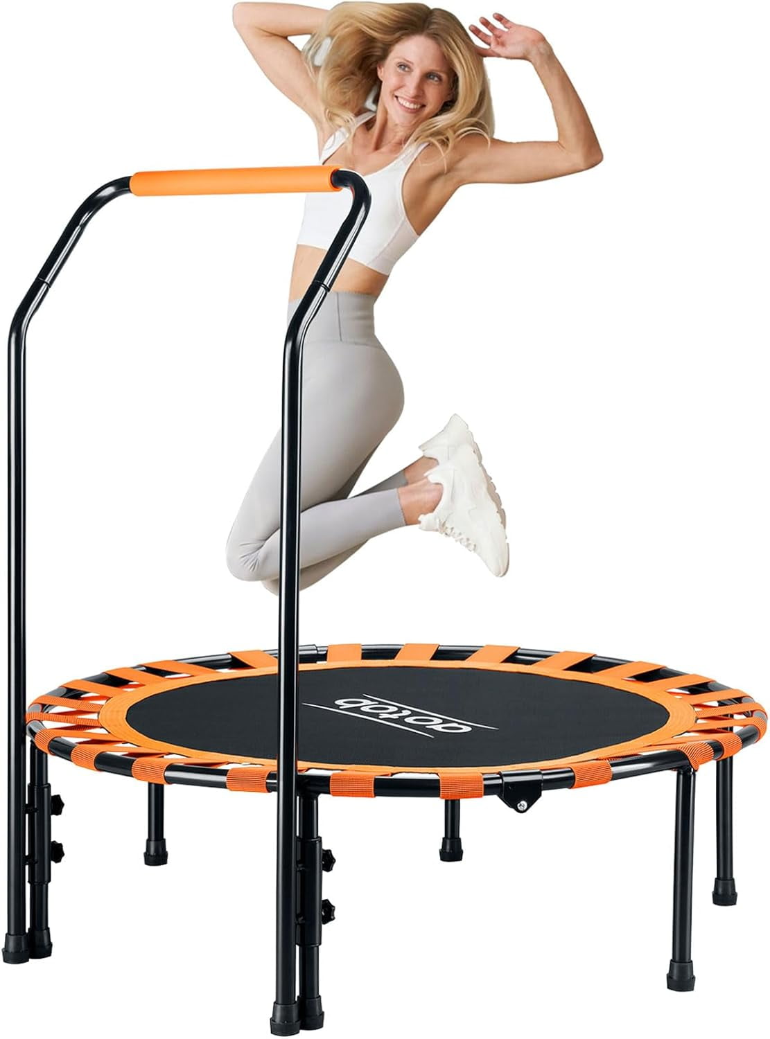 40/48" Fitness Trampoline for Adult, Max Load 450 LBS, Foldable Mini ...