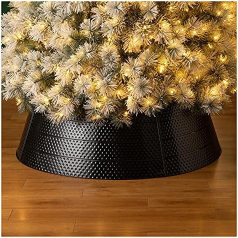 40.5" D Christmas Black Hammered Metal Tree Collar, Decorative Tree ...
