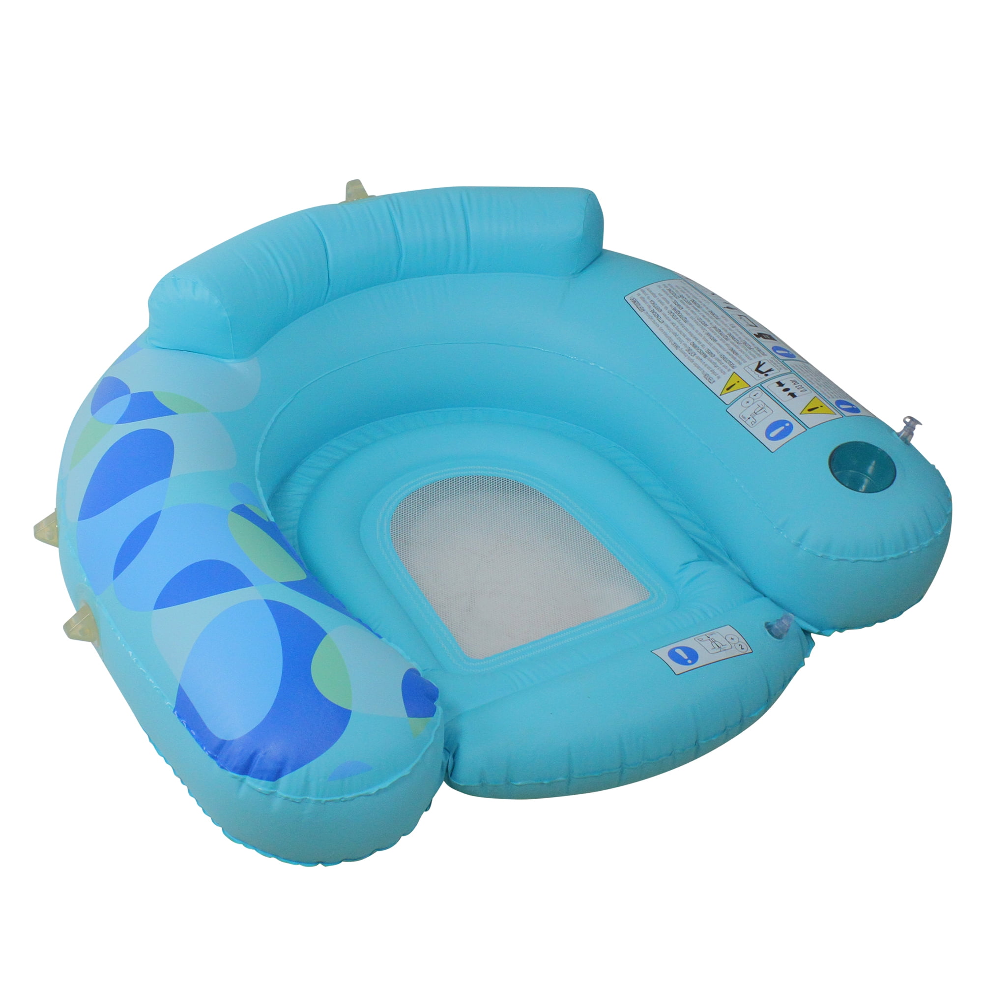 40.5" Blue Inflatable Swimming Pool Water Sofa Lounge Chair with Shade ...