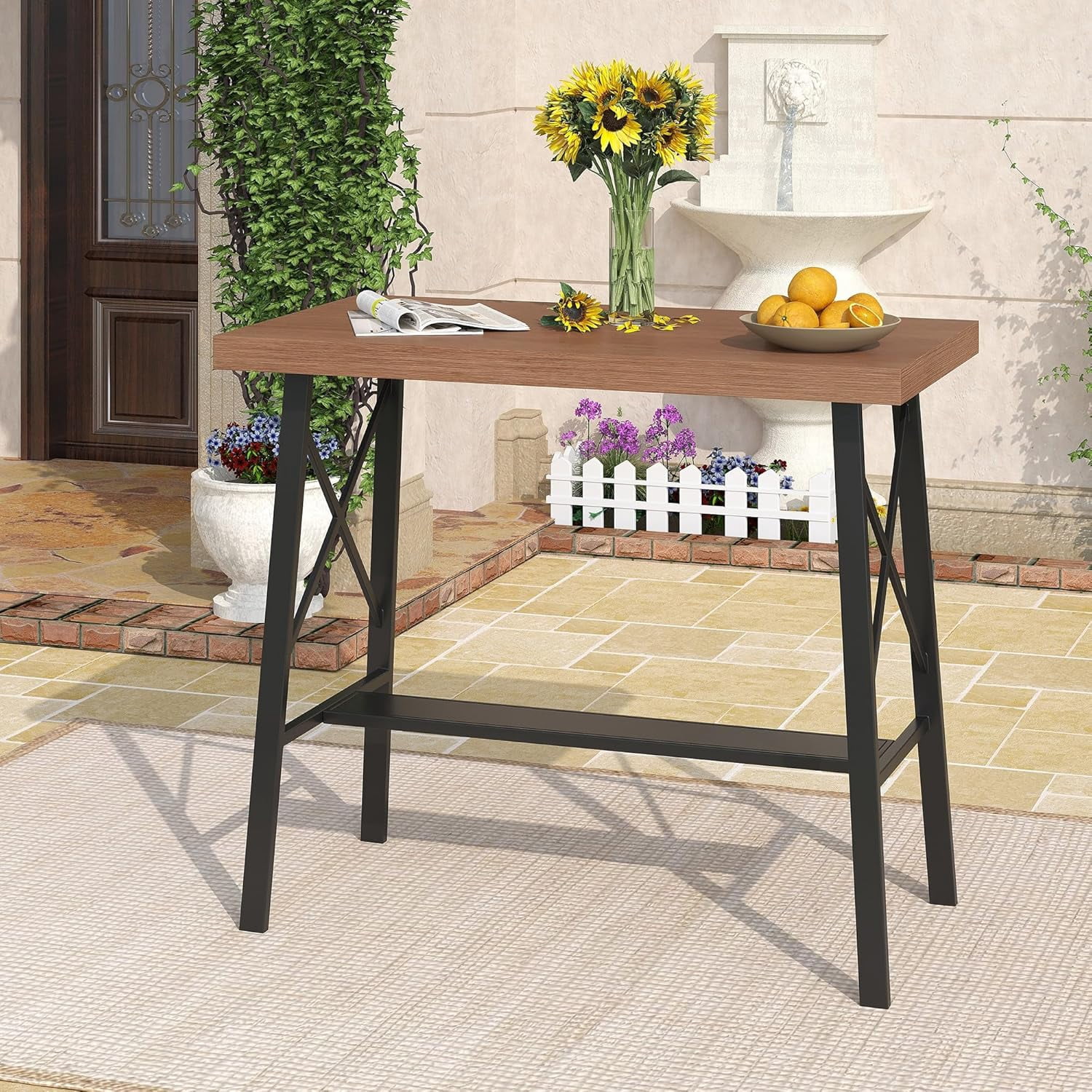 40.5" Outdoor Patio Counter Height Bar Table, Long Narrow with Sturdy ...